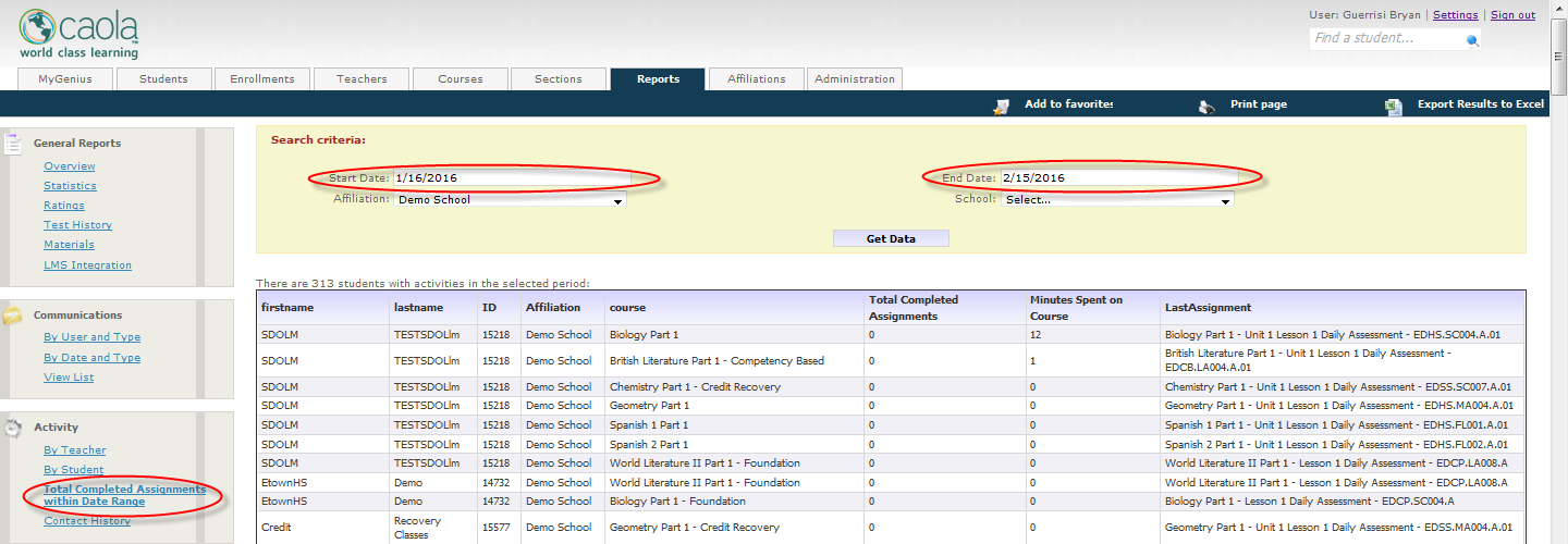 REPORTS – CAOLA Knowledge Base
